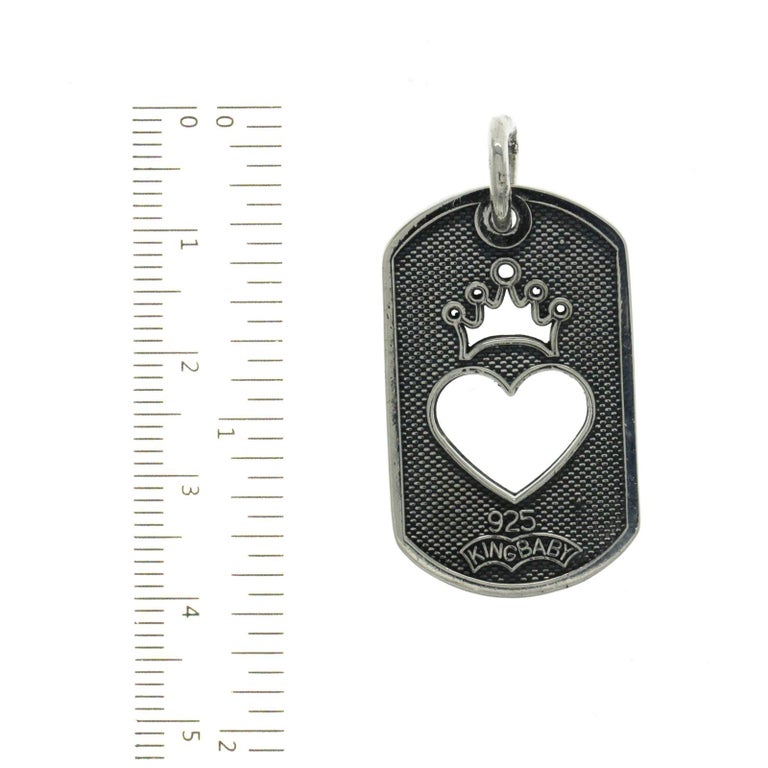 Auth King Baby 925 Sterling Silver Crown Heart Dog Tag Pendant For Sale ...