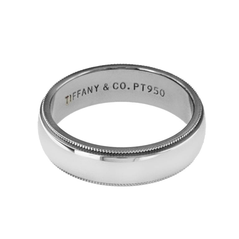 Authentic Tiffany and Co. Platinum 950 Milgrain Wedding Band Ring at ...