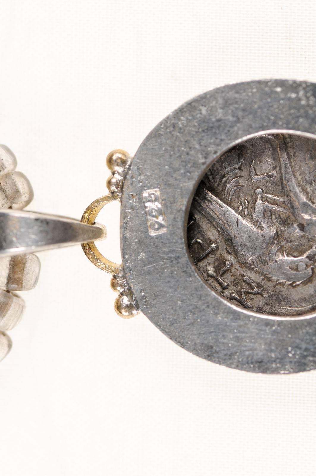 Authentic Ancient Greek Gemini Dioscure Silver Coin in Silver and 22k ...