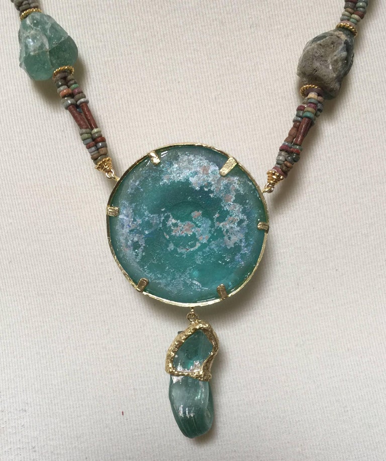 Marina J Authentic Ancient Roman and Egyptian Beaded Necklace with 18K ...