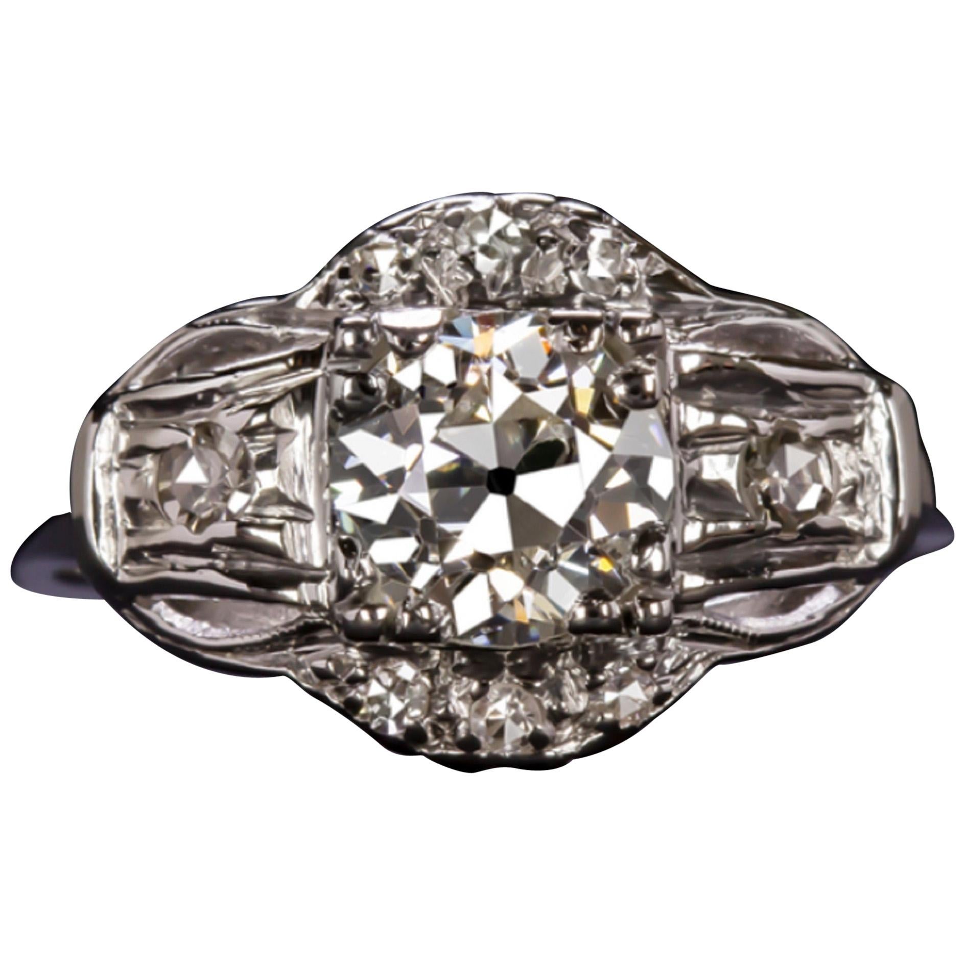 Art Nouveau Antique 1.24 Ct Diamond Gold Unisex Ring For Sale at 1stDibs