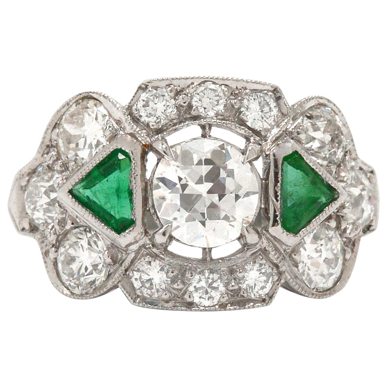 Extraordinary Emerald and Diamond Art Deco Ring at 1stDibs