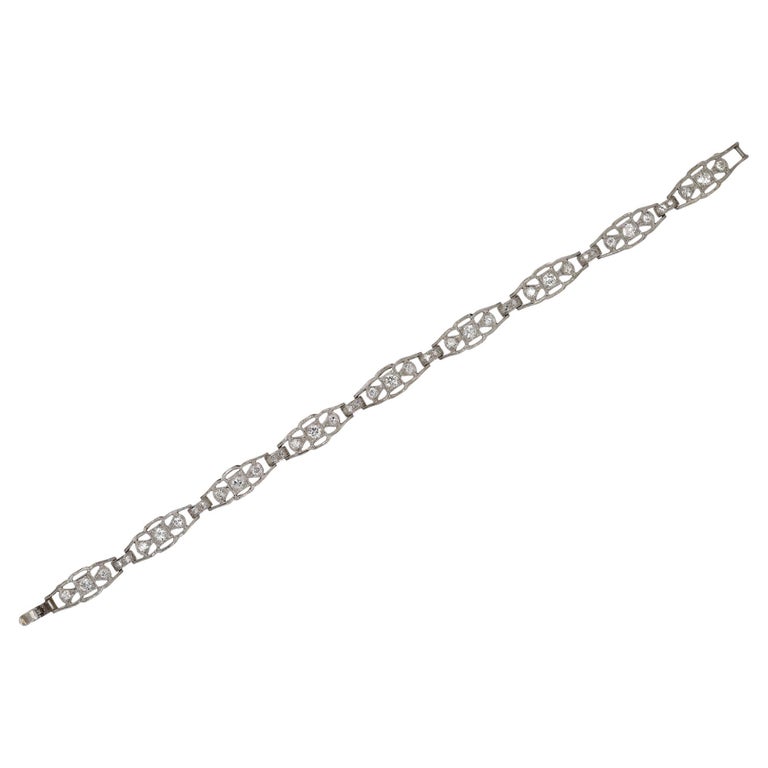 Authentic Art Deco Diamond Platinum Link Bracelet For Sale at 1stDibs