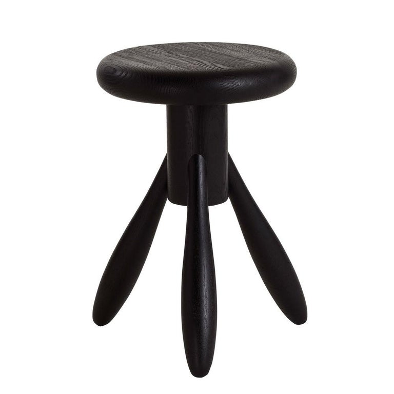 Authentic Baby Rocket Stool in Oak with Black Lacquer by Eero Aarnio ...