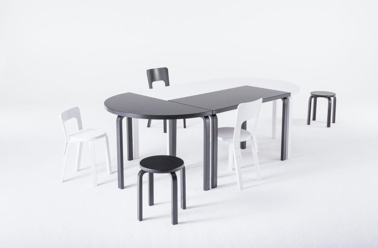 Authentic Chair 66 in Lacquered Birch with Linoleum Seat by Alvar Aalto ...