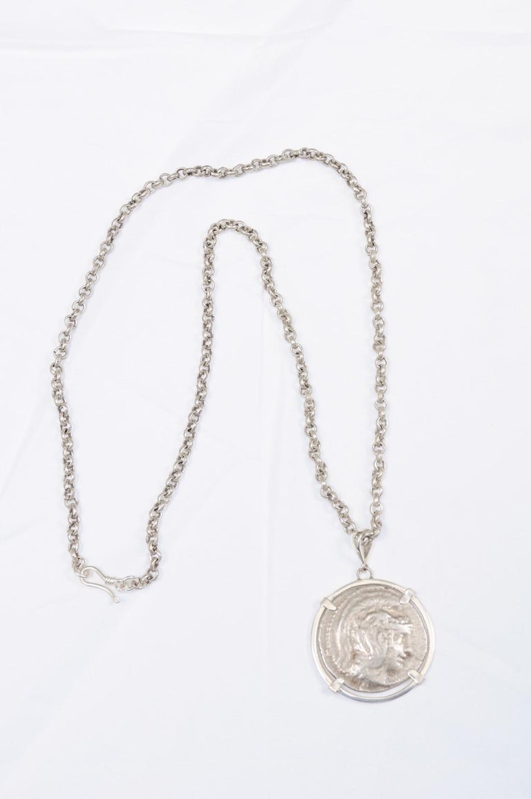 Authentic Greek Silver Athena and Owl Coin in Sterling Silver Pendant ...