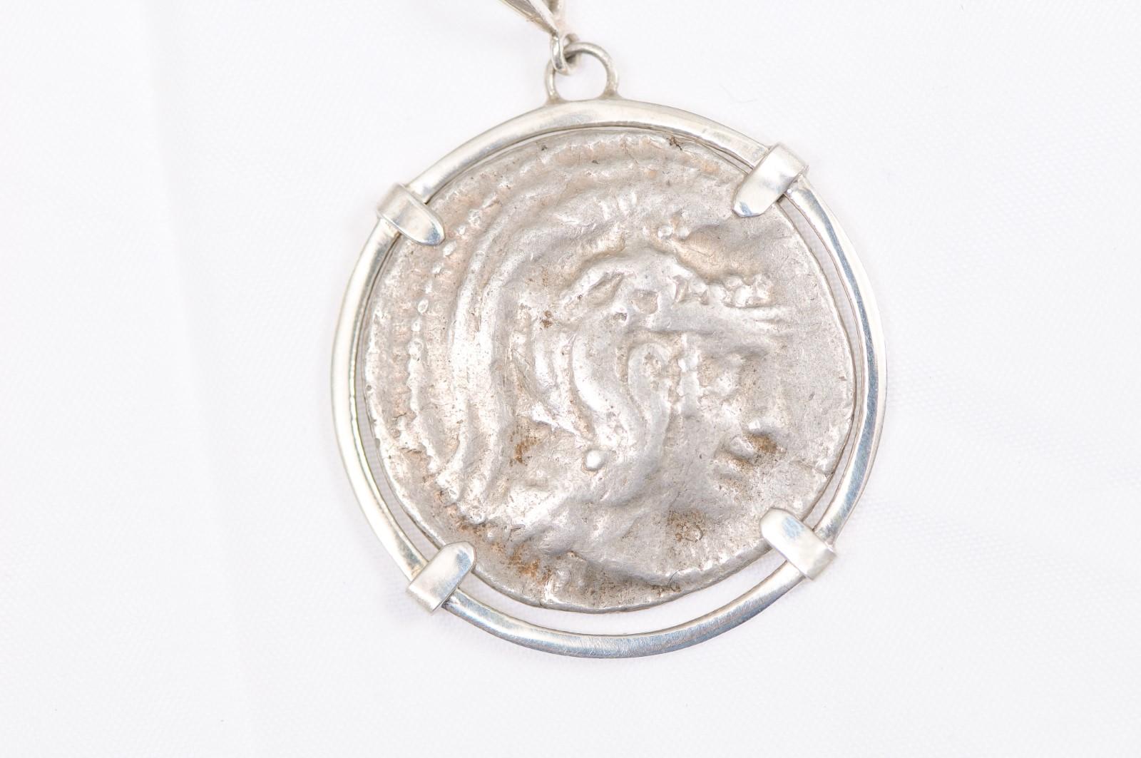 Authentic Greek Silver Athena and Owl Coin in Sterling Silver Pendant ...