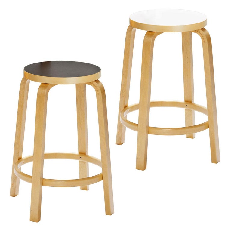 Authentic High Stool 64 Counter Stool in Black by Alvar Aalto and Artek ...