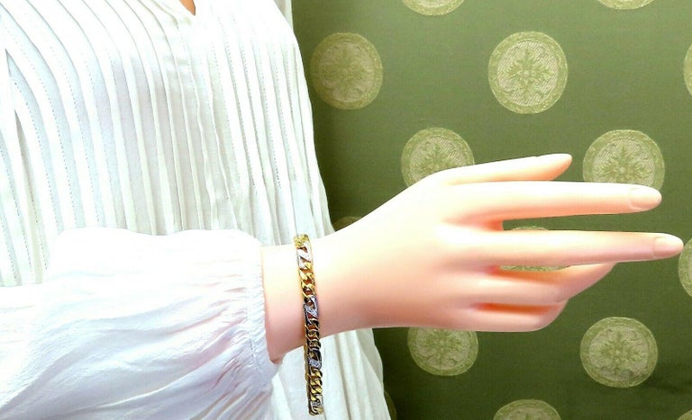 Authentic Italian Braccio Men's Diamond Curb Link Bracelet 14 Karat at ...