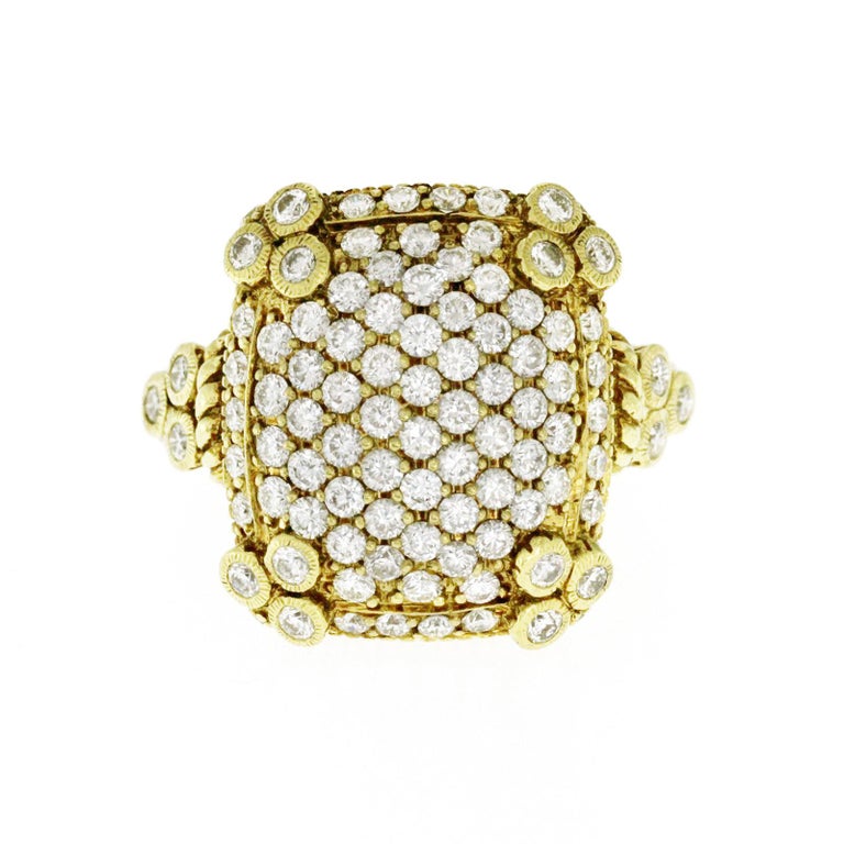 Authentic Judith Ripka 18 Karat Yellow Pave 2.70 Carat Diamond Ring For ...