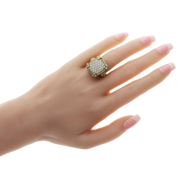 Authentic Judith Ripka 18 Karat Yellow Pave 2.70 Carat Diamond Ring For ...