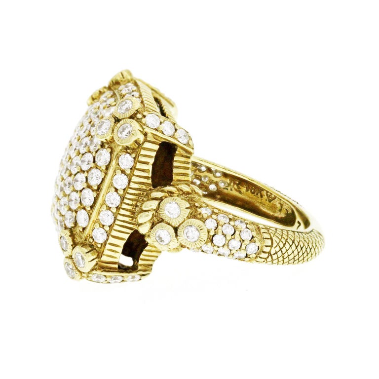 Authentic Judith Ripka 18 Karat Yellow Pave 2.70 Carat Diamond Ring For ...