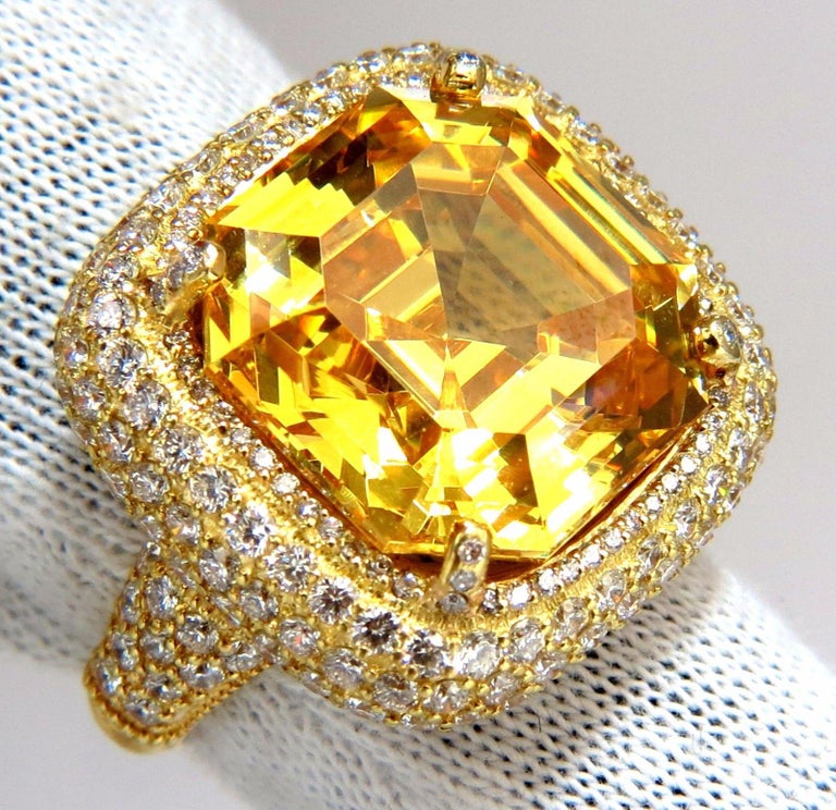 Authentic Judith Ripka Canary Yellow Quartz Diamonds Ring 18 Karat at ...