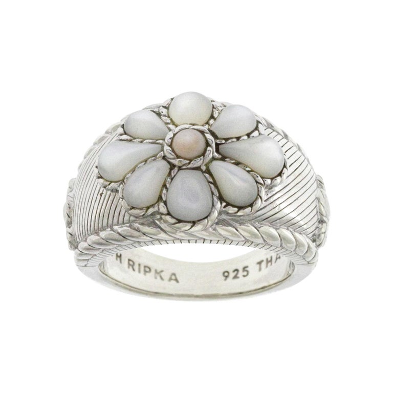 Authentic Judith Ripka White and Pink Mothe of Pearl Flower Ring, U223 ...