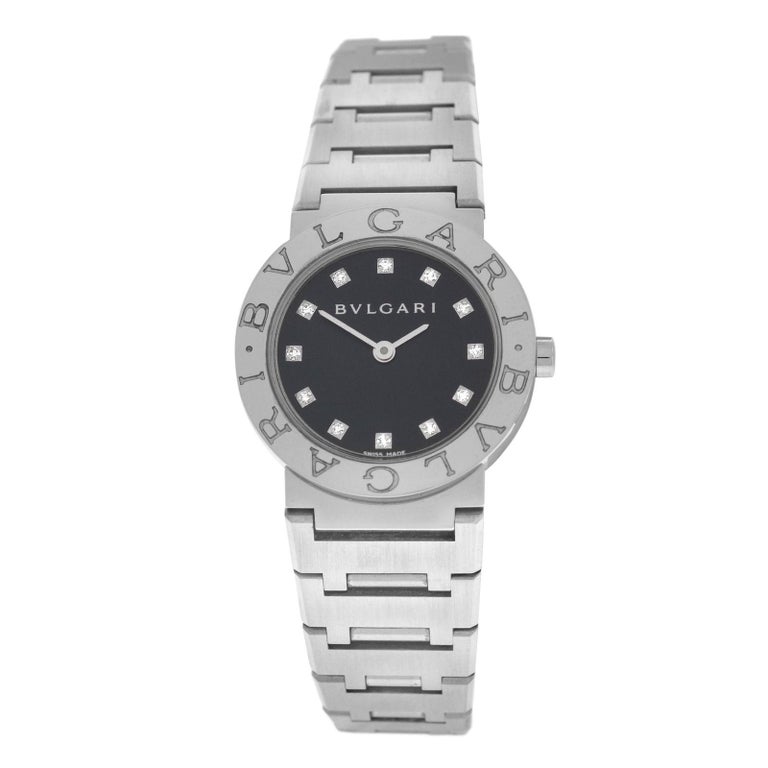 Authentic Ladies Bvlgari Bulgari Steel Diamond Date Quartz Watch at 1stDibs