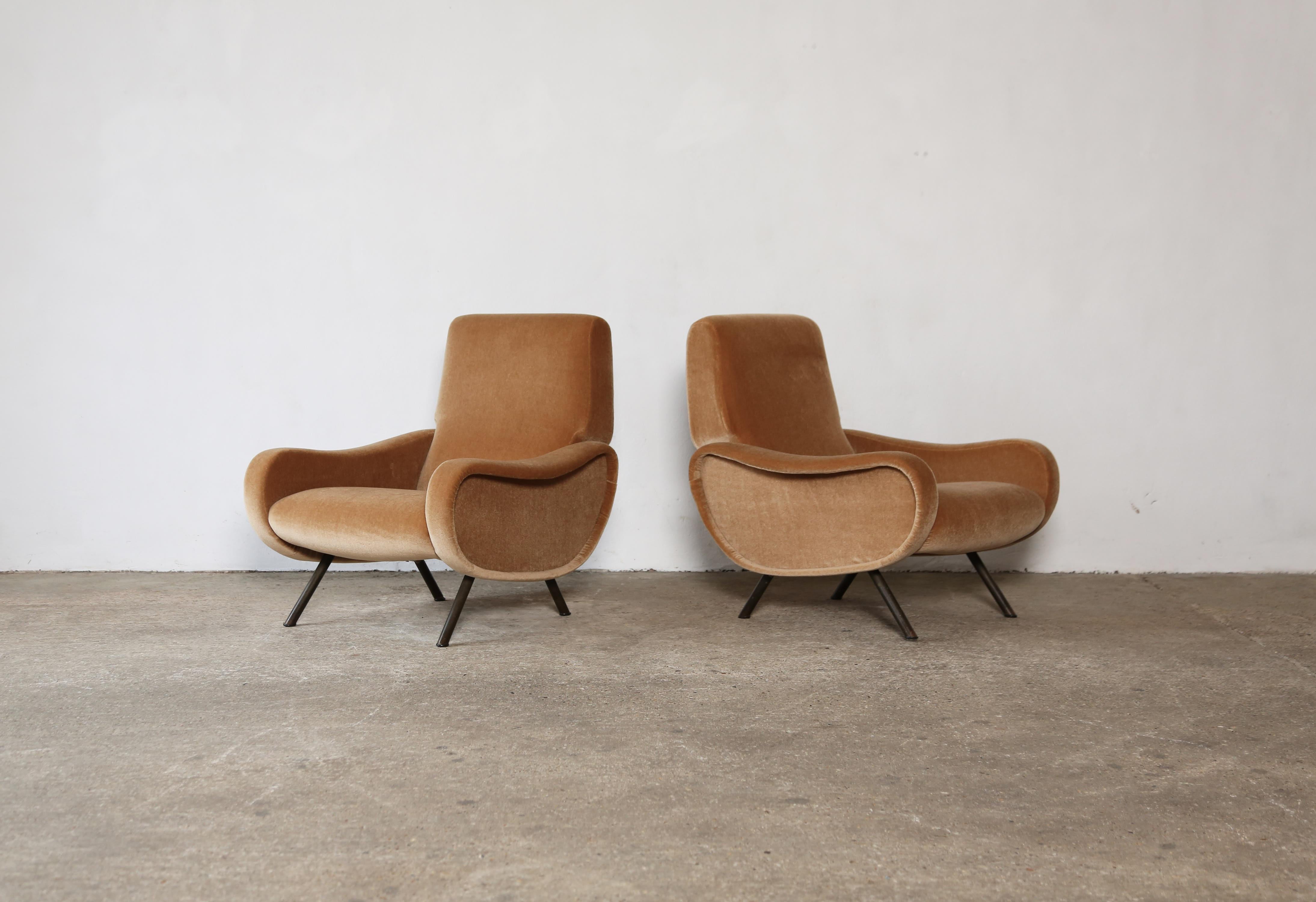 Authentic Marco Zanuso Lady Chairs, Italy, 1960s, New Pure Mohair For ...