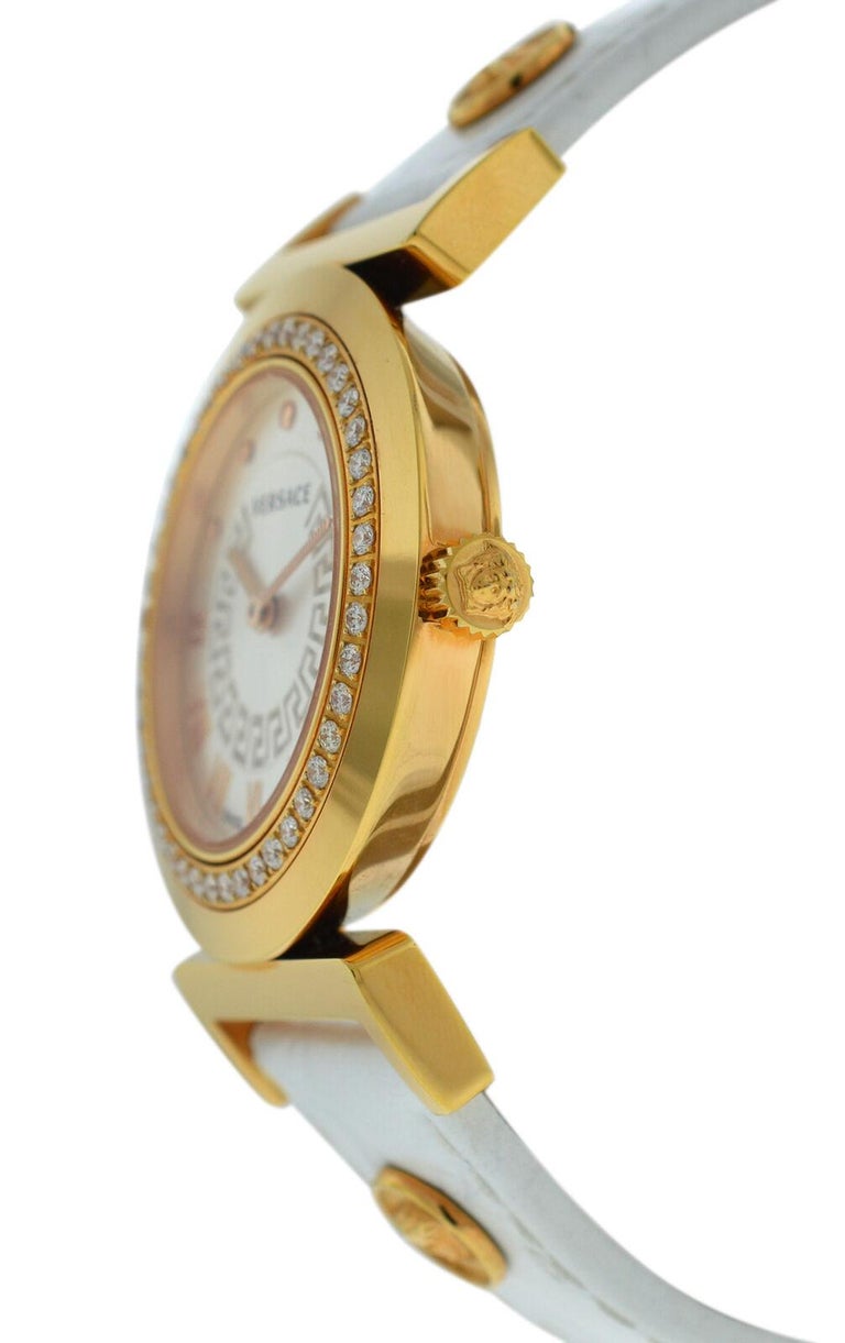 Authentic New Versace Vanity Gold Tone Diamond Quartz Watch For Sale at ...