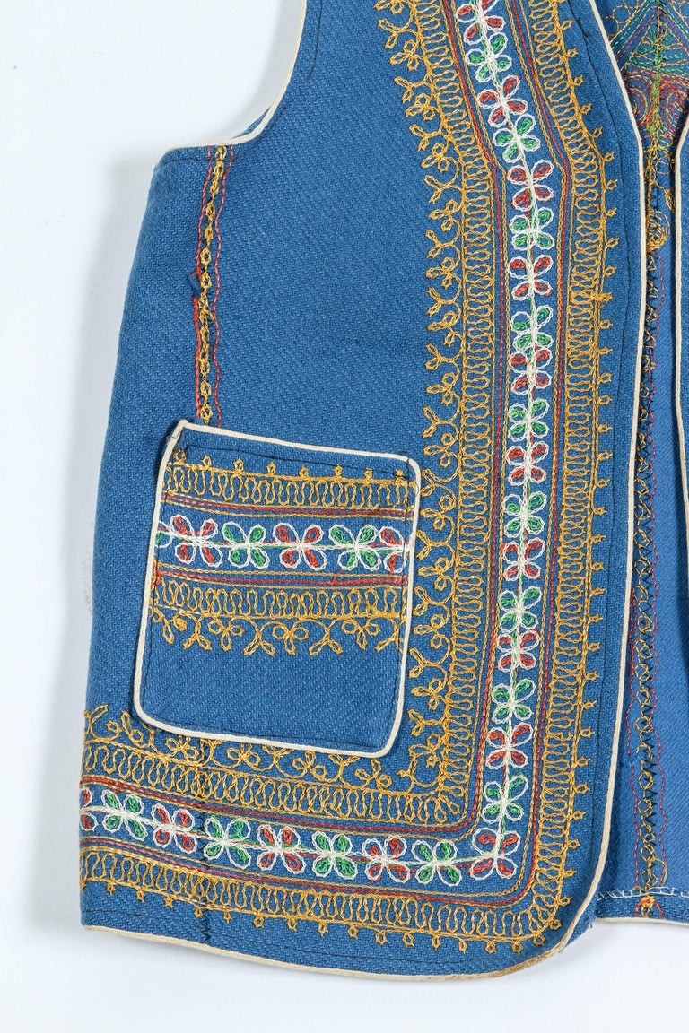 Vintage EthnicTurkish Blue Vest For Sale at 1stDibs
