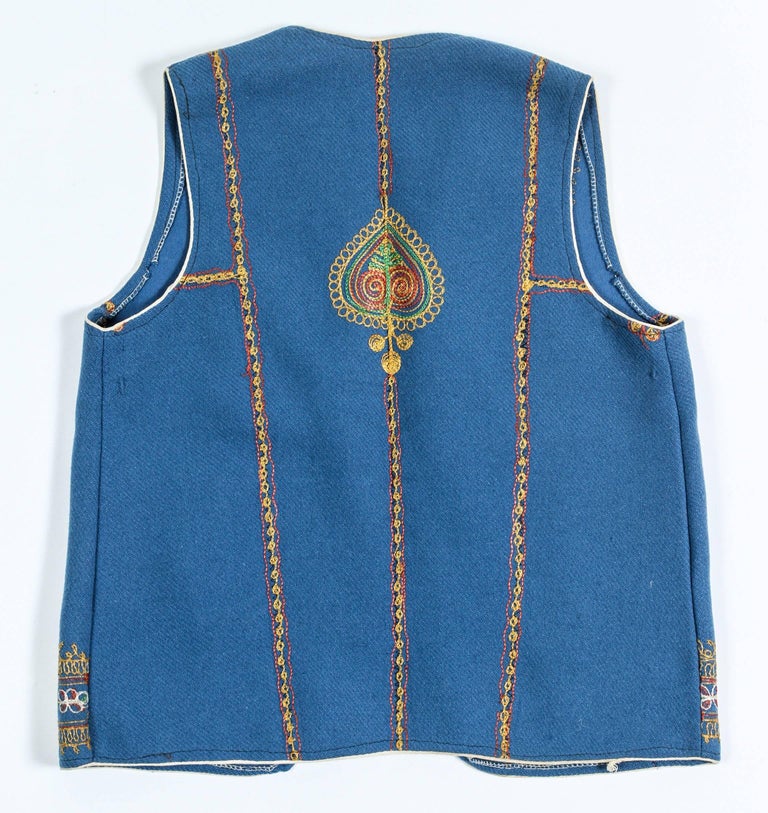Vintage EthnicTurkish Blue Vest For Sale at 1stDibs