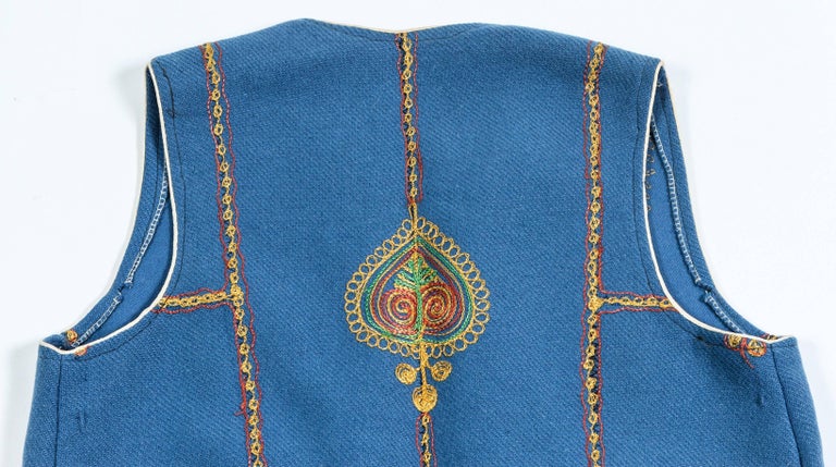 Vintage EthnicTurkish Blue Vest For Sale at 1stDibs