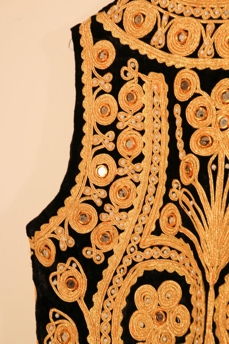 Authentic Ottoman Turkish Vest in Green Velvet at 1stDibs