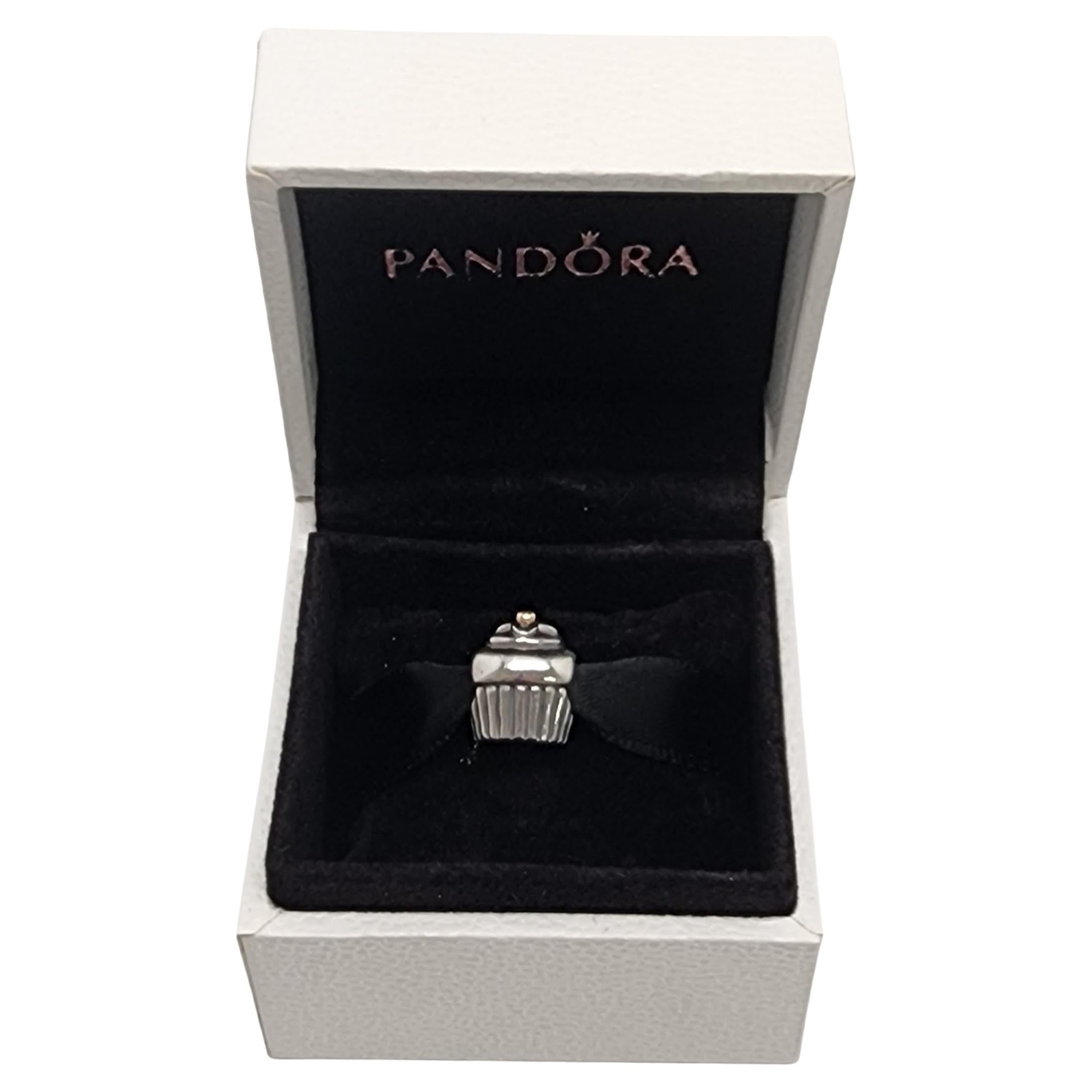Authentic Pandora Sterling Silver 14K Gold Cupcake Charm w/Box #15326 ...