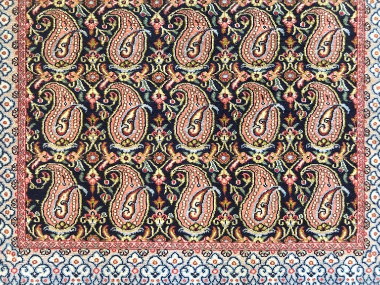 Authentic Persian Hand Knotted All Over Paisley Floral Qum Rug For Sale ...