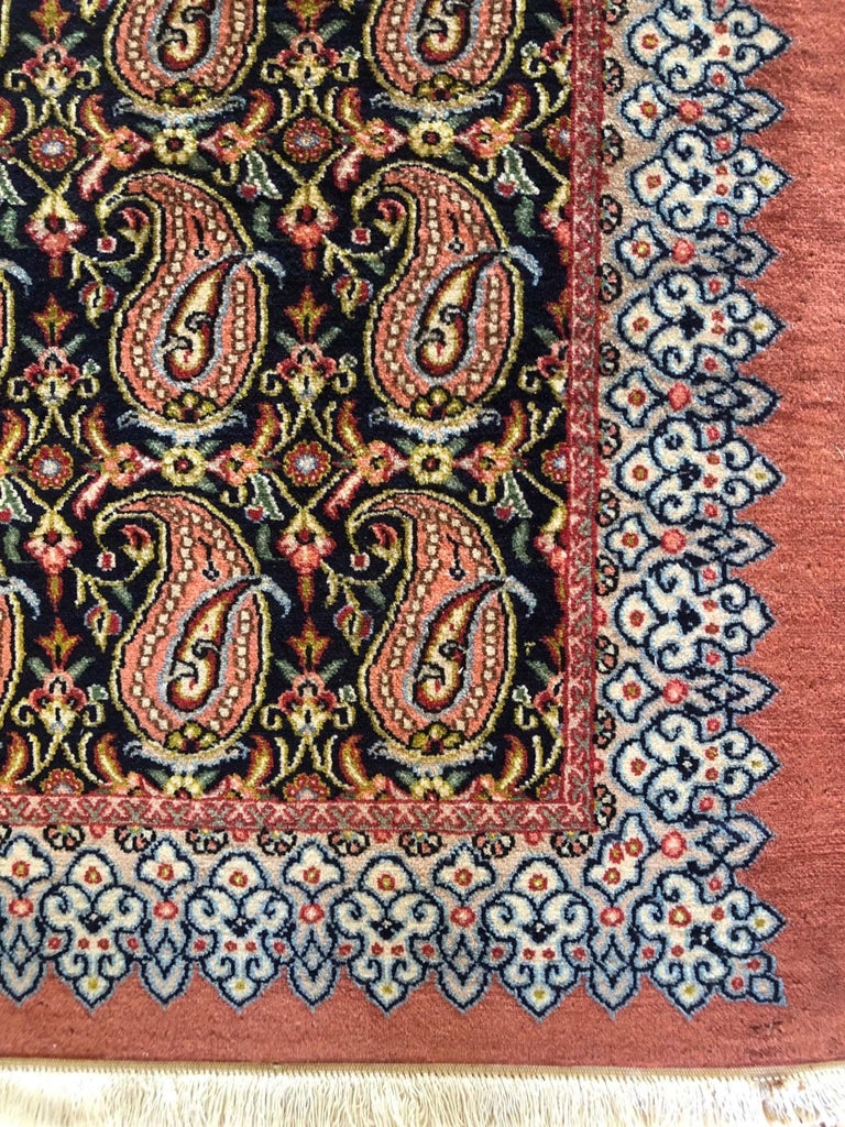 Authentic Persian Hand Knotted All Over Paisley Floral Qum Rug For Sale ...