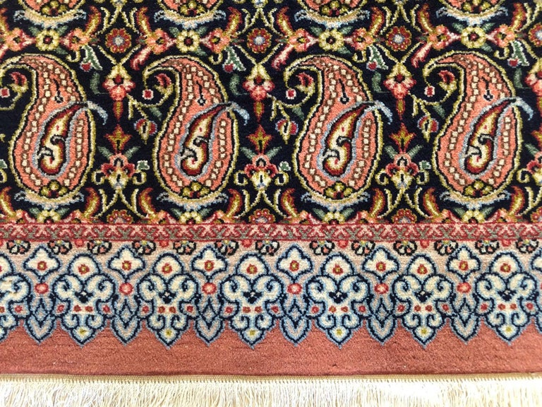 Authentic Persian Hand Knotted All Over Paisley Floral Qum Rug For Sale ...