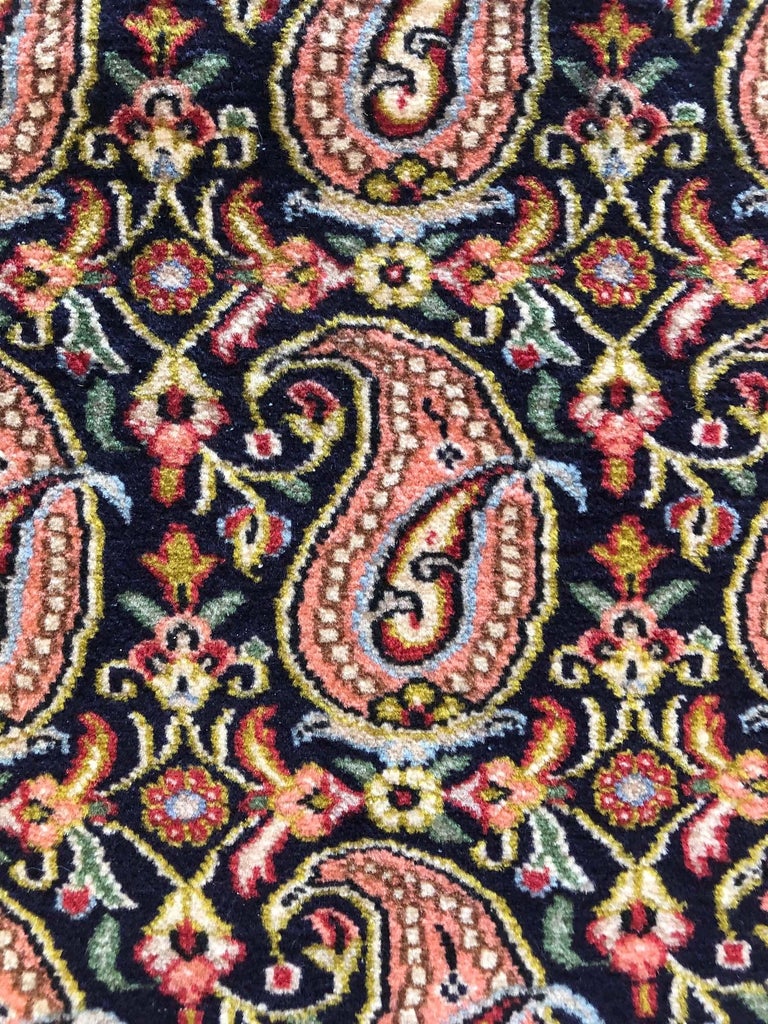 Authentic Persian Hand Knotted All Over Paisley Floral Qum Rug For Sale ...