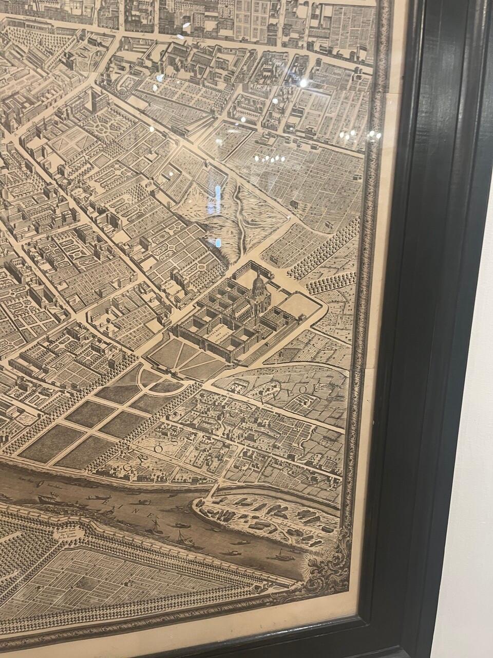 Authentic restrike of 1738 Map of Paris on Antique Paper For Sale at 1stDibs