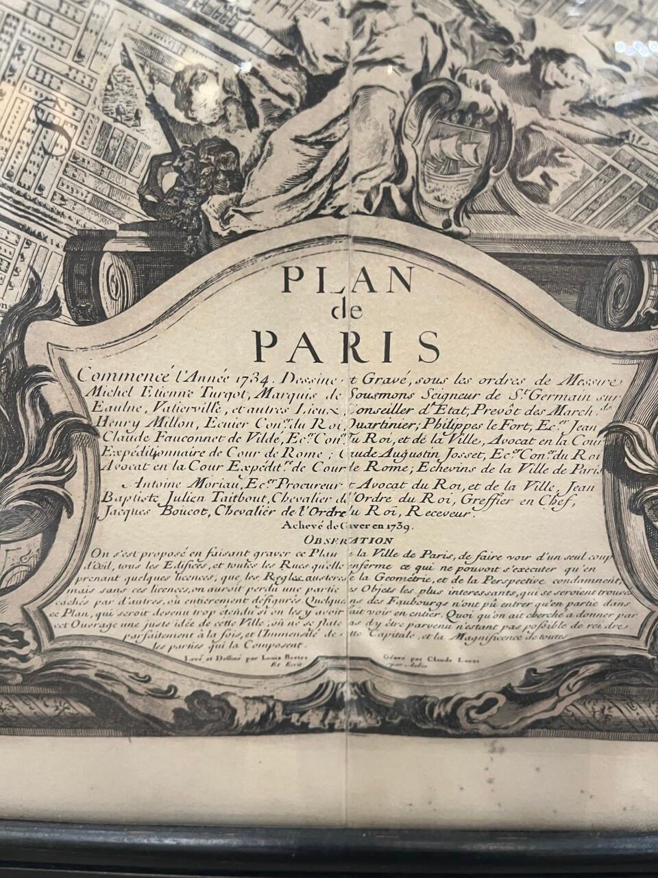 Authentic restrike of 1738 Map of Paris on Antique Paper For Sale at 1stDibs