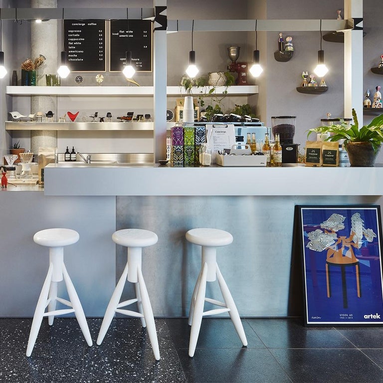 Authentic Rocket Bar Stool in Oak with White Finish by Eero Aarino and ...