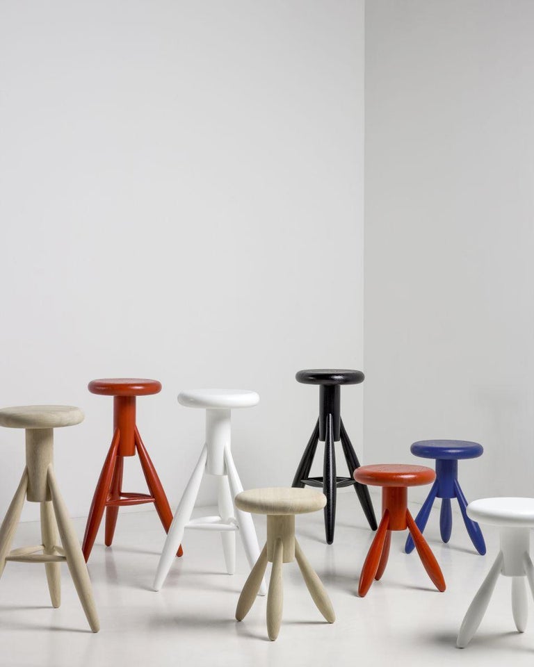 Authentic Rocket Bar Stool in Oak with White Finish by Eero Aarino and ...