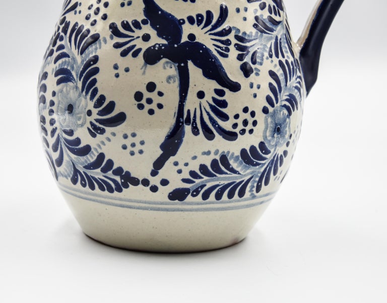 Authentic Talavera Blue Pitcher Puebla Ceramic Traditional Mexican ...