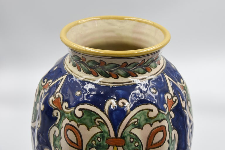 Authentic Talavera Decorative Vase Folk Art Vessel Mexican Ceramic Blue ...