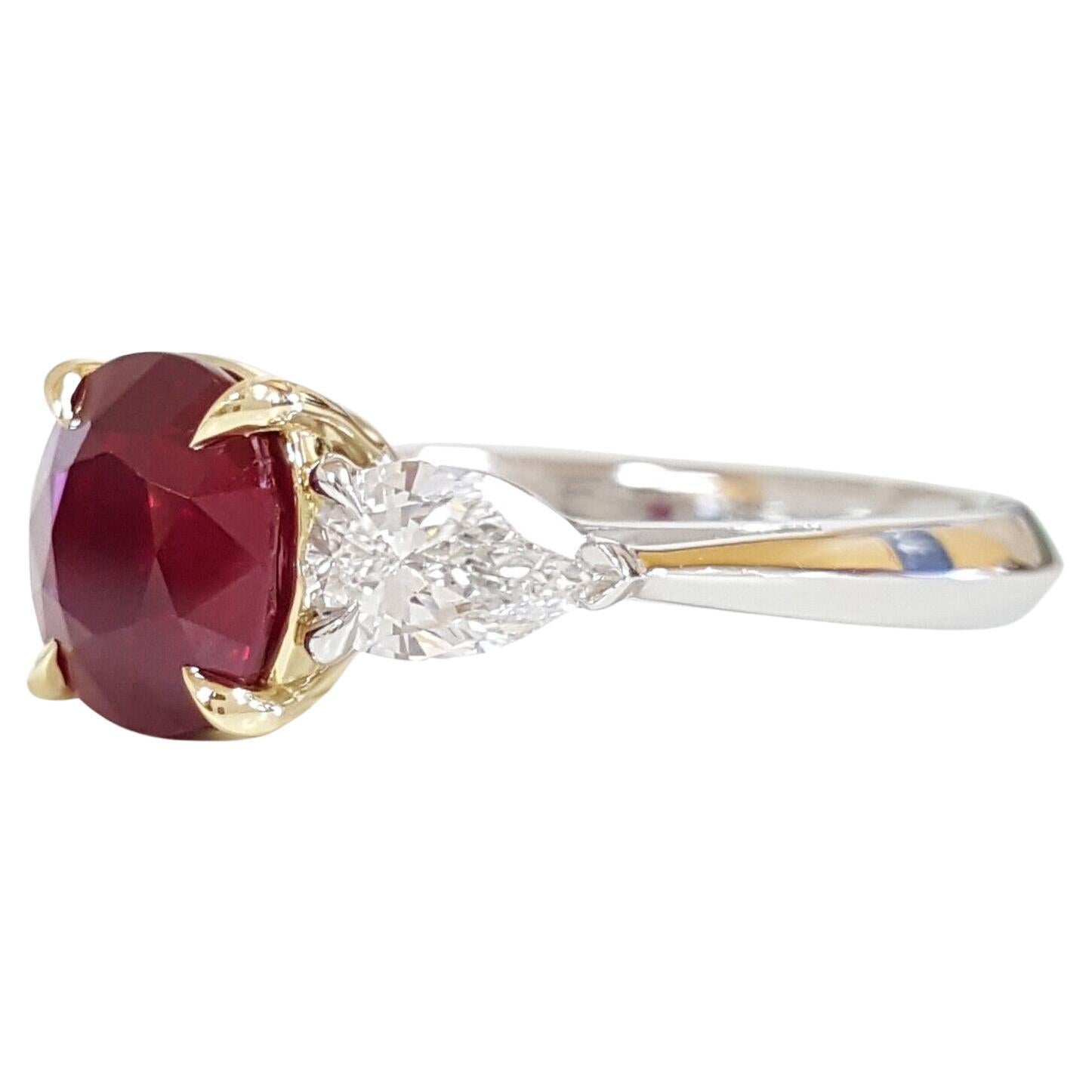 Authentic Tiffany and Co. Burma Ruby Diamond Halo Ring For Sale at ...