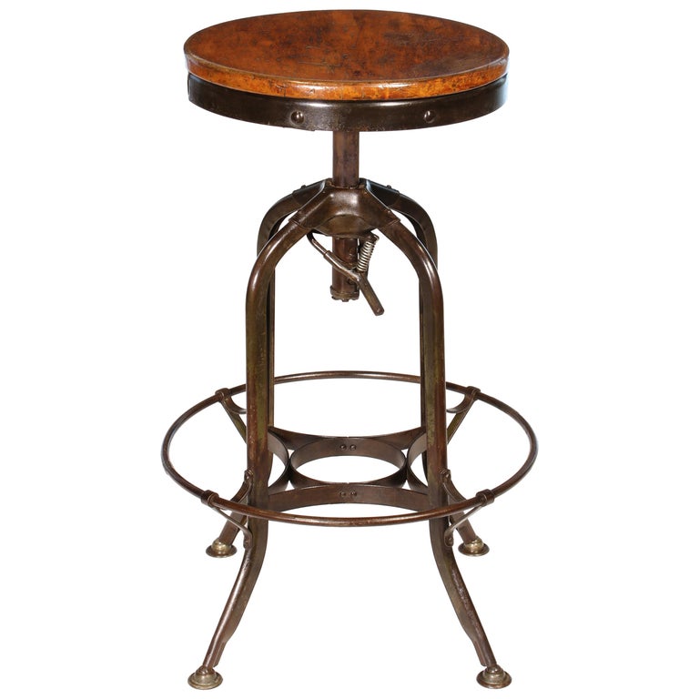 Authentic Vintage Industrial Adjustable Backless Toledo Stool at 1stDibs