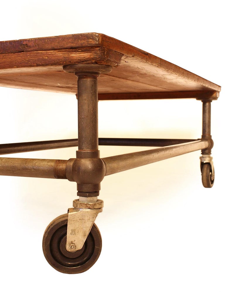 Authentic Vintage Industrial Cast Iron Bubble Pipe Coffeetable/Cart on ...