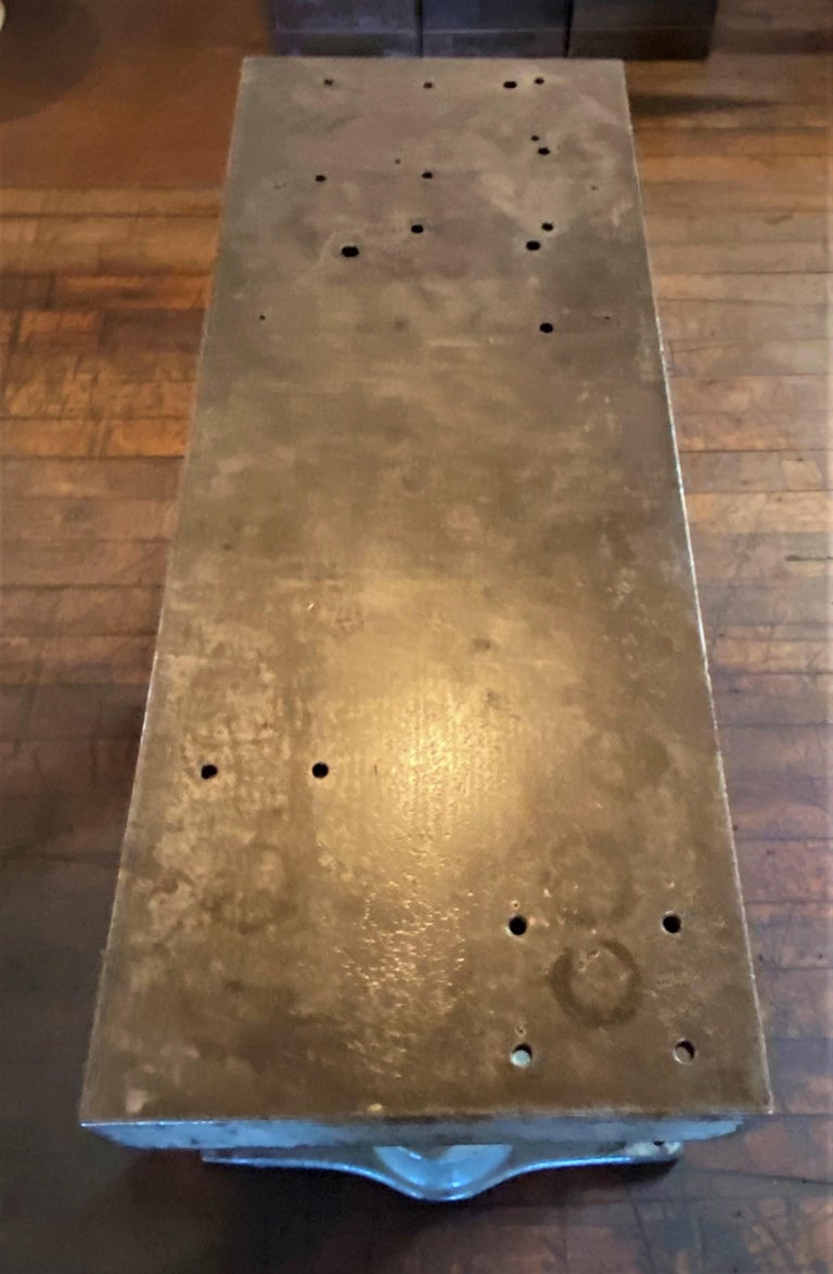 Authentic Vintage Industrial Cast Iron Work Console Table at 1stDibs