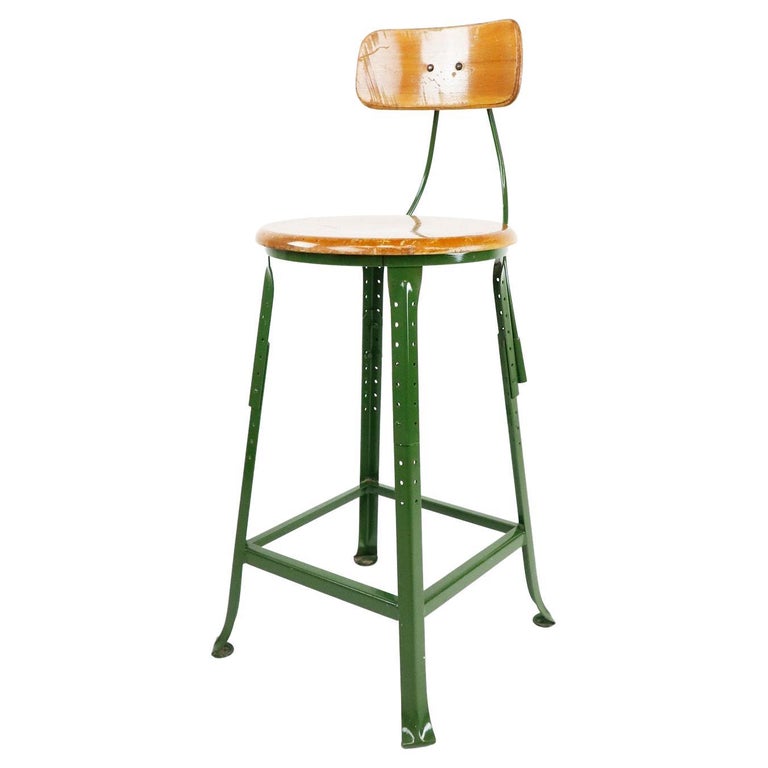 Authentic Vintage Industrial Factory Stool For Sale at 1stDibs