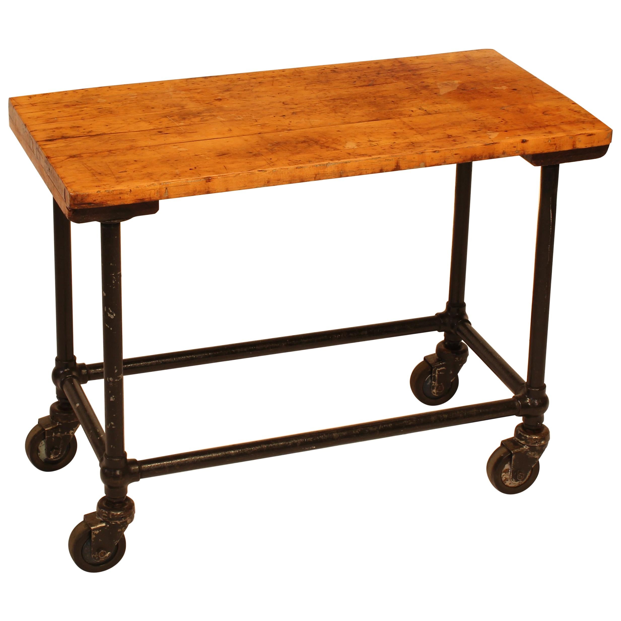 Authentic Vintage Industrial Rolling Printing Table or Cart at 1stDibs