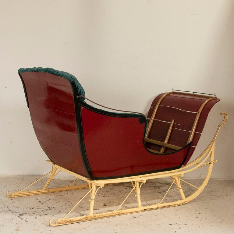 Authentic Vintage Red Painted Sleigh at 1stDibs