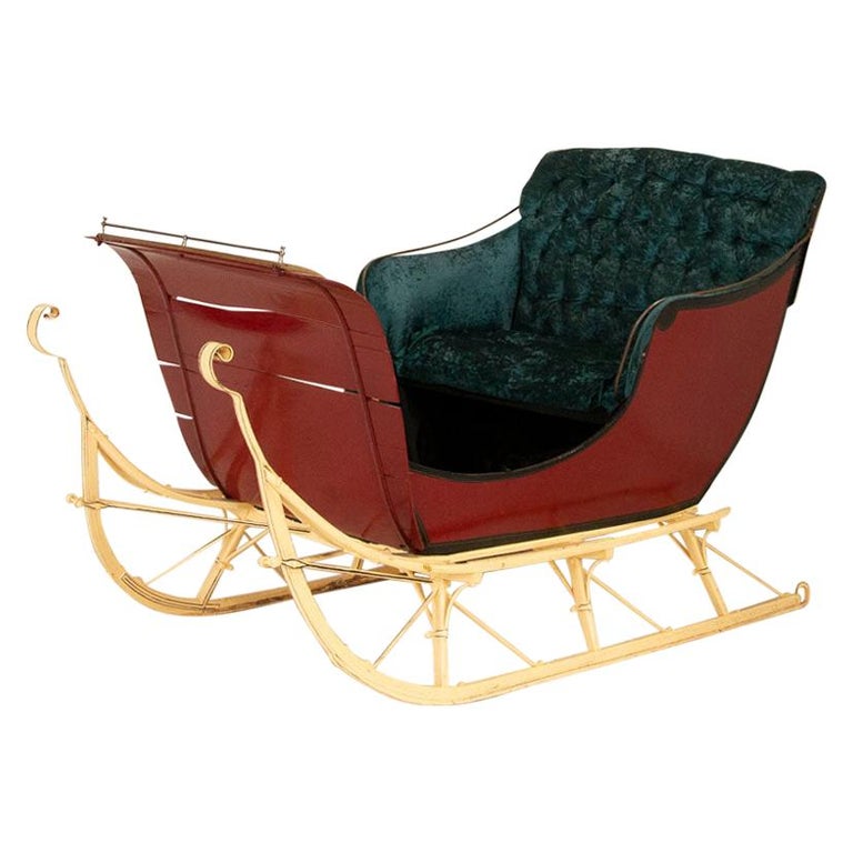 Authentic Vintage Red Painted Sleigh at 1stDibs