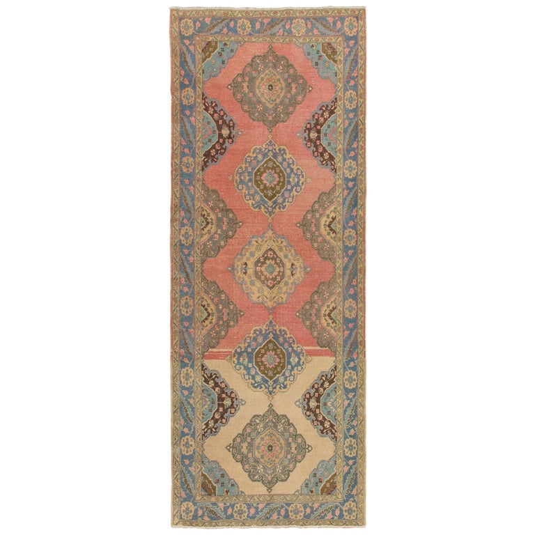 5x12.6 Ft Authentic Vintage Turkish Runner Rug. Handmade Wool Carpet ...