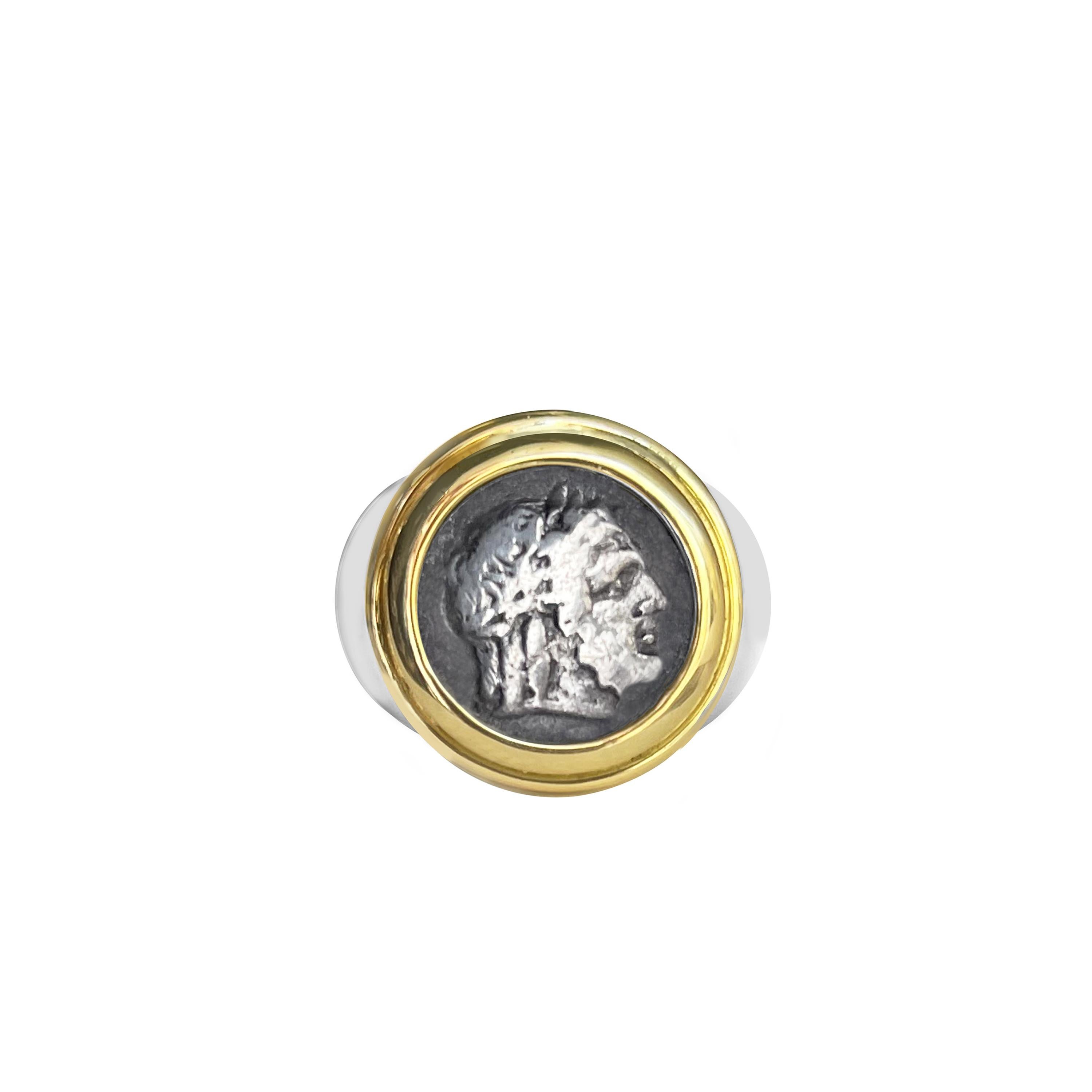 Authentic Zeus Roman Coin '3rd century BC' Sterling Silver and 18 Kr ...