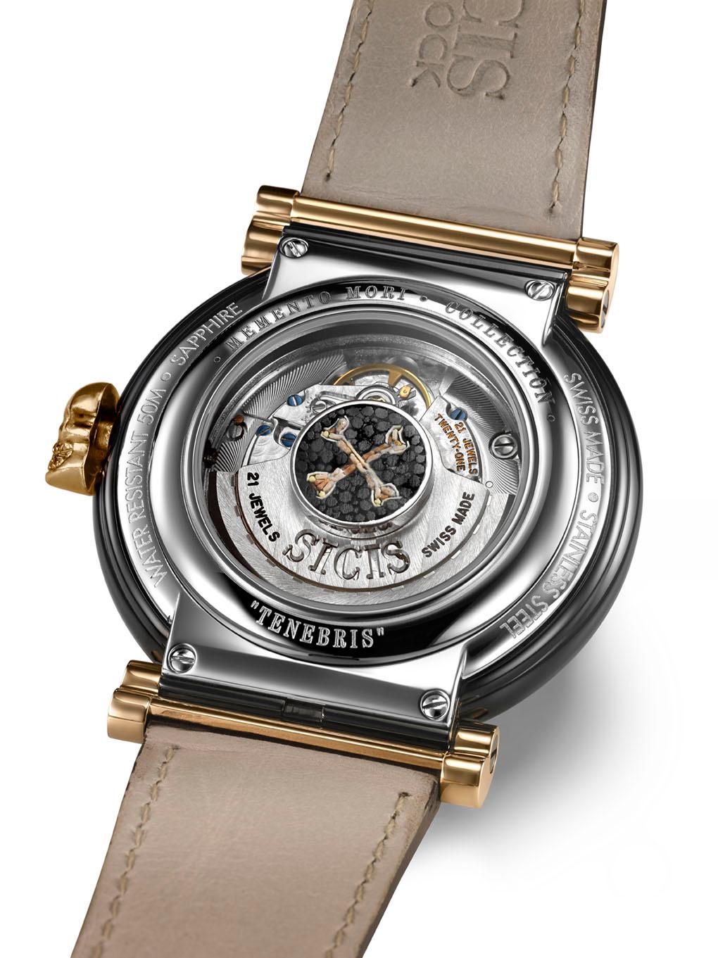 Automatic Watch Yellow Gold Silver White Alligator Strap Decorated ...