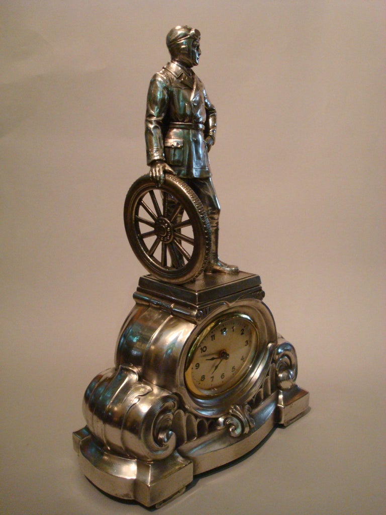 Automobilia - Race Car Driver Sculpture Desk Table Clock, Germany ...
