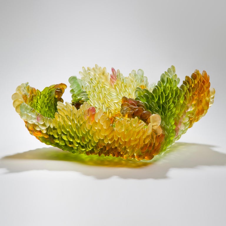 Autumn Leaf, a Glass Sculpture in Amber, Green and Yellow by Nina ...