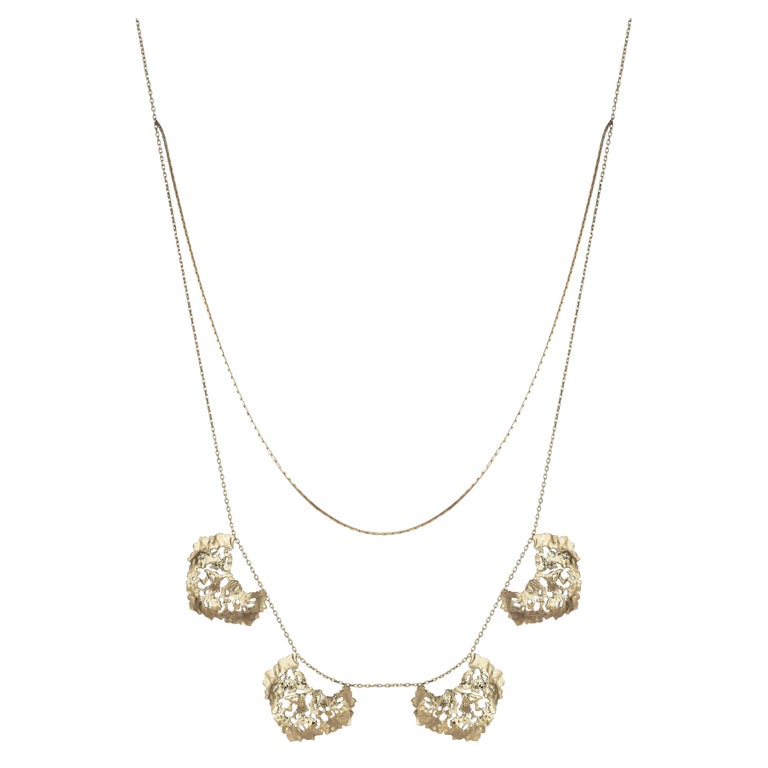 Autumn Leaves Double chain Choker Necklace For Sale at 1stDibs